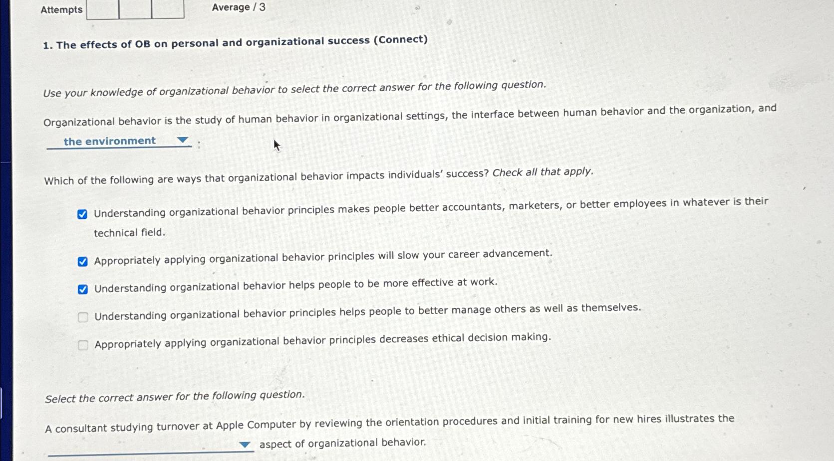Solved AttemptsAverage / 3The effects of OB ﻿on personal and | Chegg.com