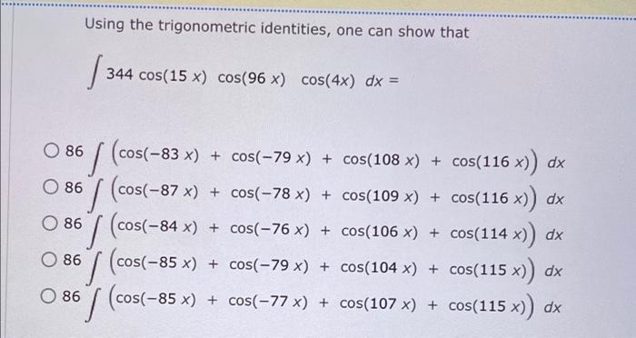 Solved Using the trigonometric identities, one can show that | Chegg.com