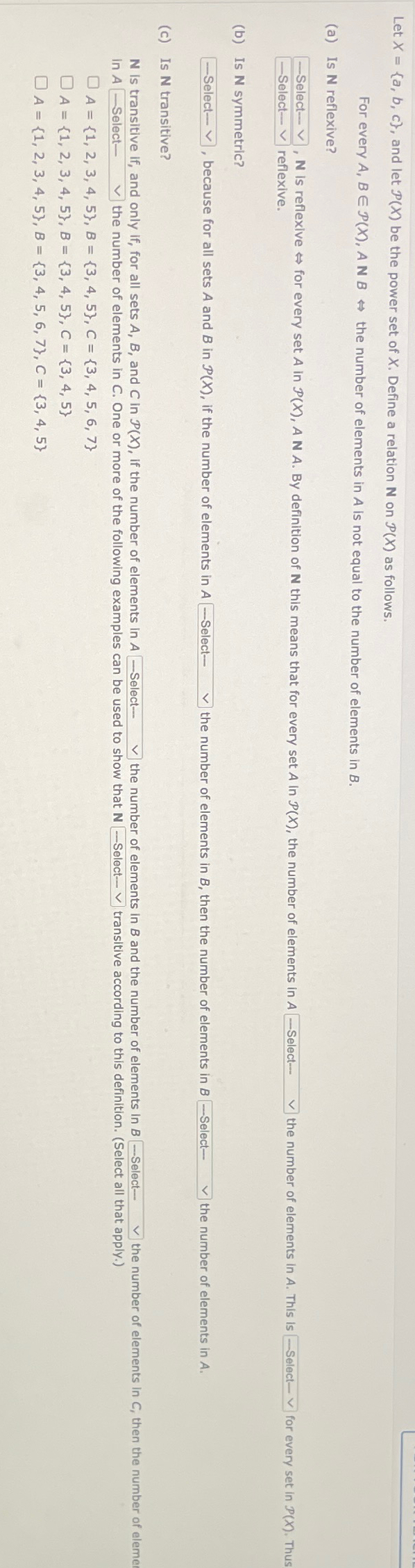 Solved Let x={a,b,c}, ﻿and let P(x) ﻿be the power set of x. | Chegg.com