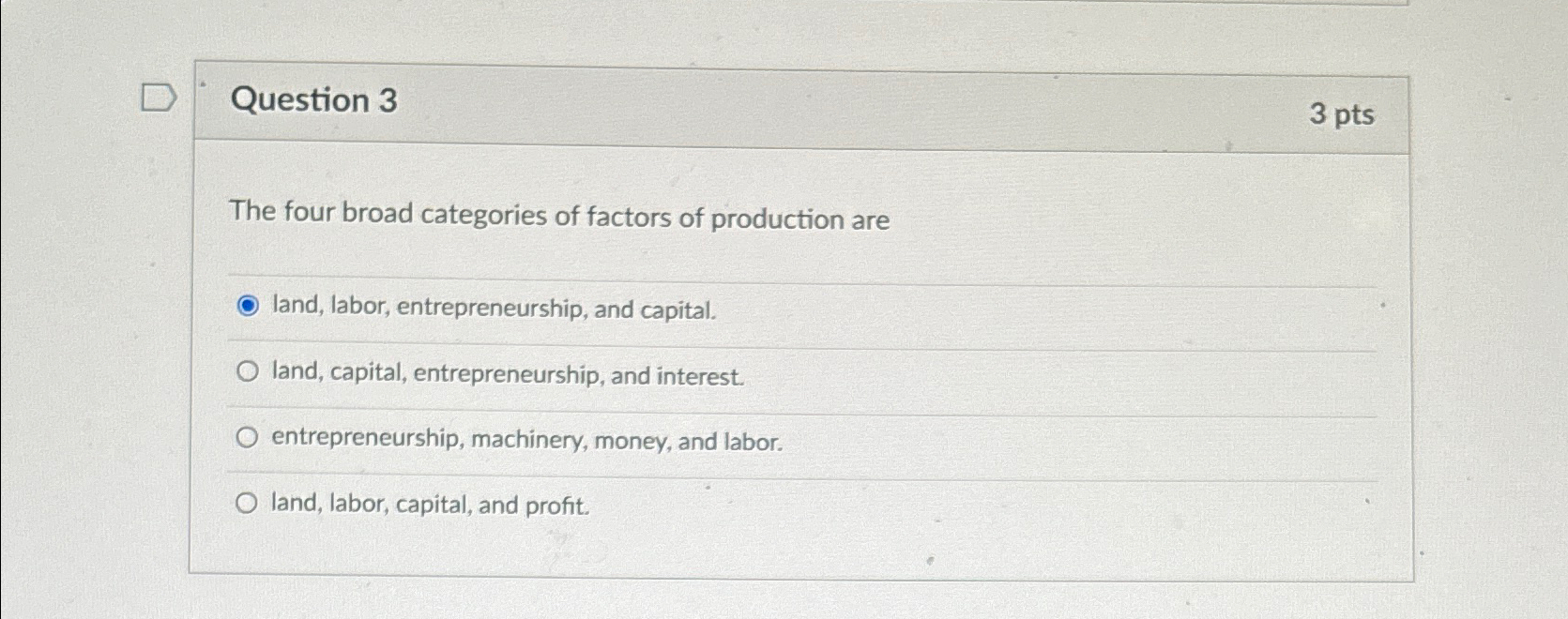 Solved Question 33 ﻿ptsThe four broad categories of factors | Chegg.com