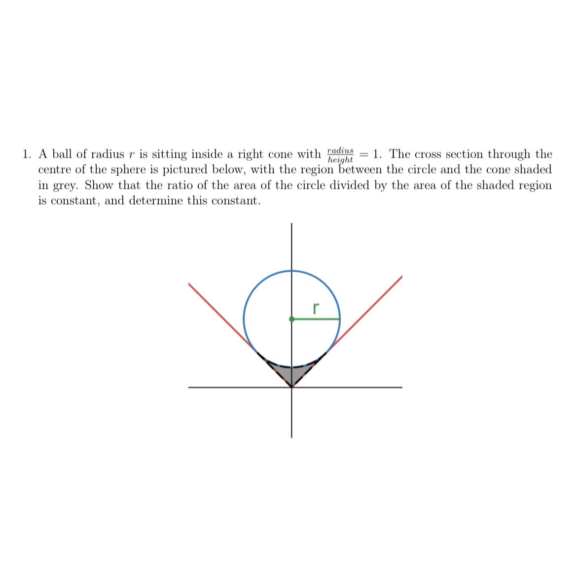 Solved A ball of radius r ﻿is sitting inside a right cone | Chegg.com