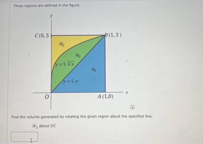 Solved Three regions are defined in the figure. C (0,5 O y | Chegg.com