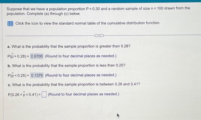 Solved Suppose that we have a population proportion P=0.30 | Chegg.com
