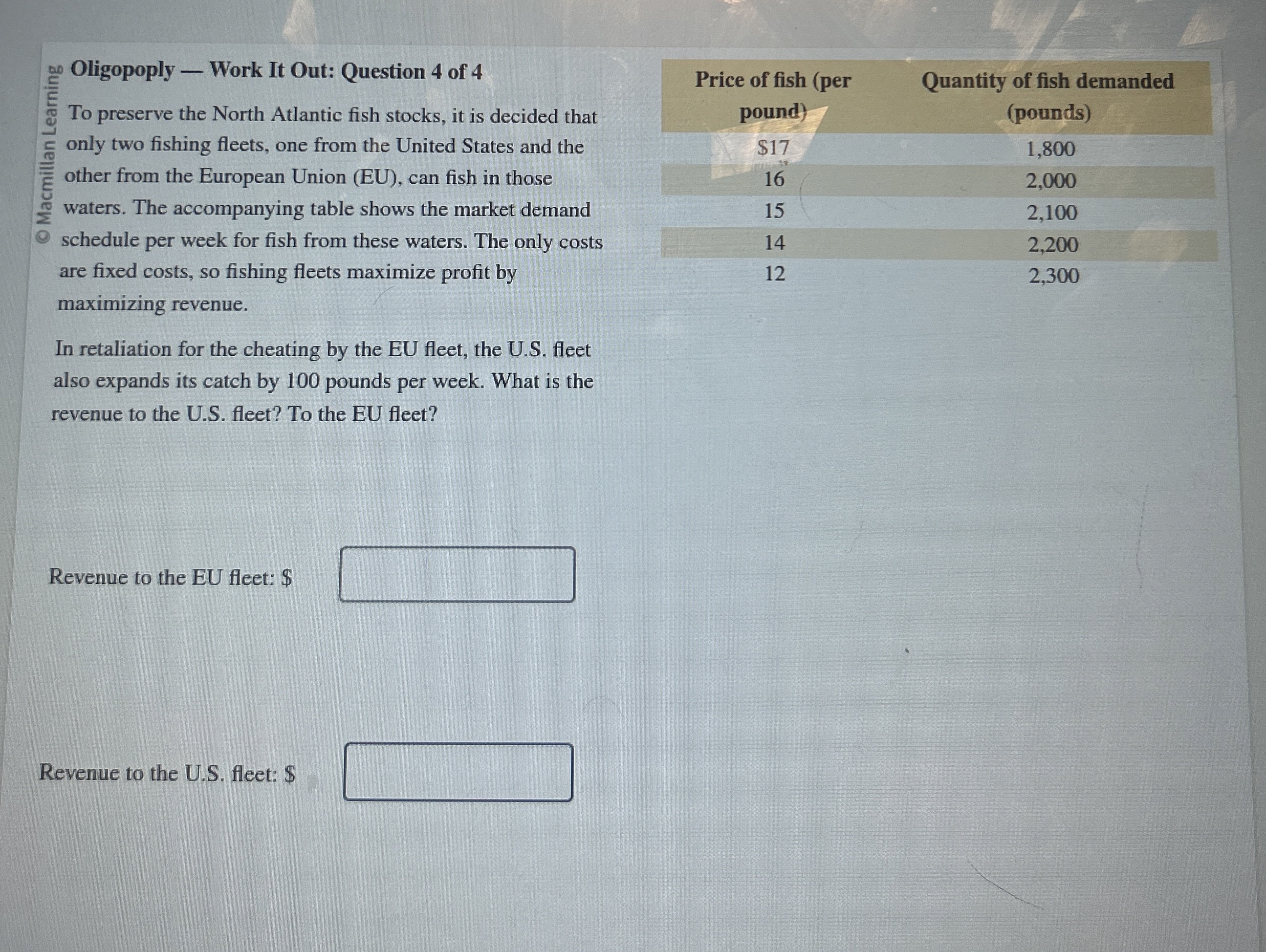 Solved Oligopoply - ﻿Work It Out: Question 4 ﻿of 4To | Chegg.com