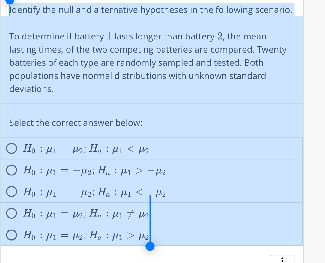 Solved dentify the null and alternative hypotheses in the | Chegg.com