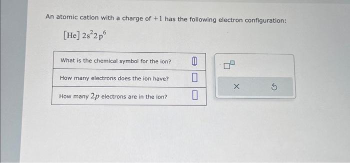 Solved An Atomic Cation With A Charge Of 1 Has The