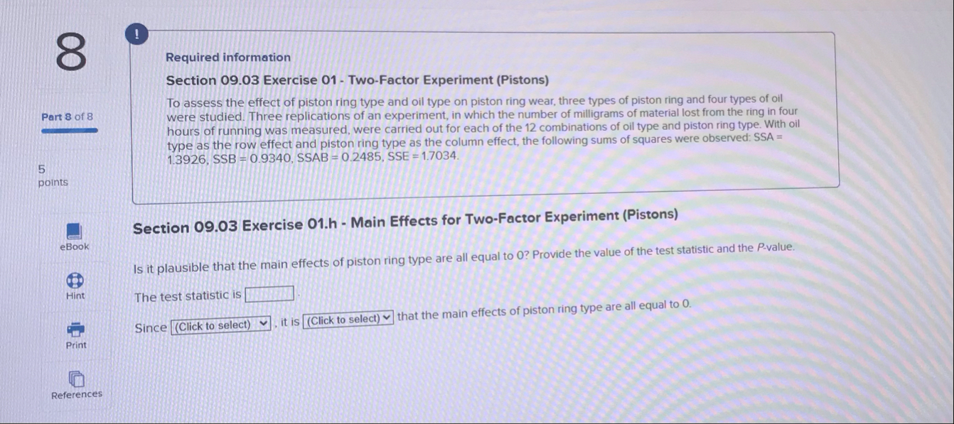 Solved 8!Required informationSection 09.03 ﻿Exercise 01 - | Chegg.com