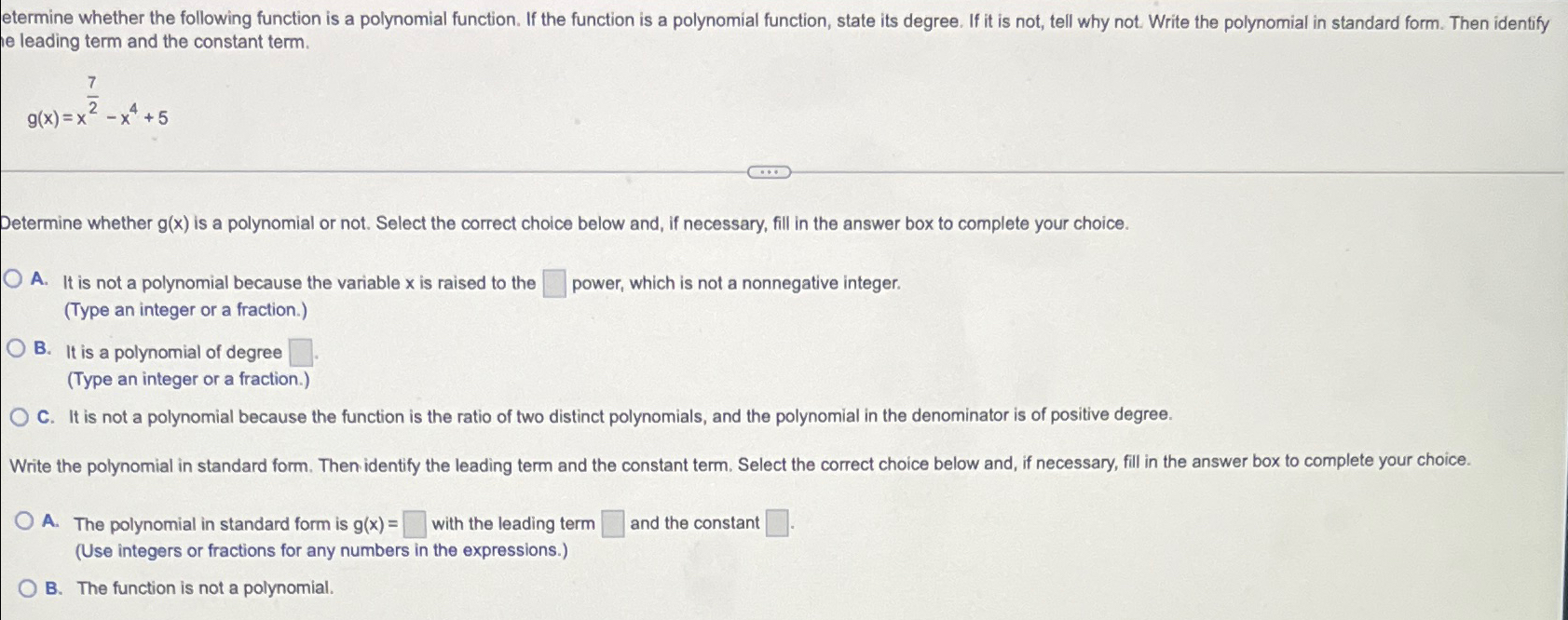 Solved etermine whether the following function is a | Chegg.com