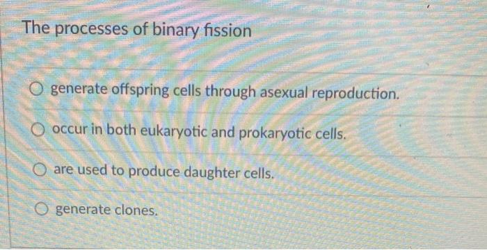 Solved The processes of mitosis, meiosis, and binary fission | Chegg.com
