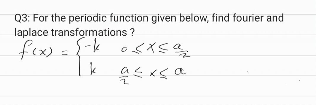 Solved Q3: For the periodic function given below, find | Chegg.com