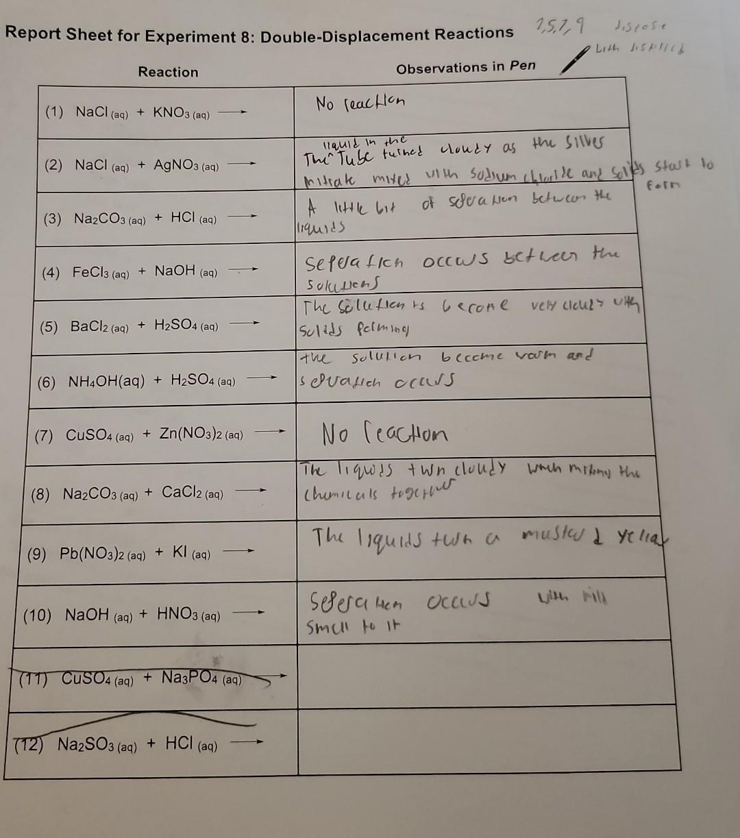 Solved For Each Reaction Write A Balanced Molecular Total 