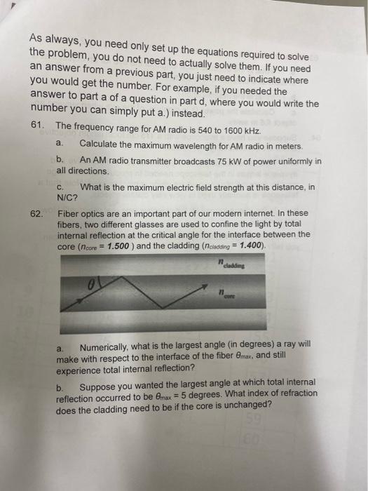 Solved As always, you need only set up the equations | Chegg.com