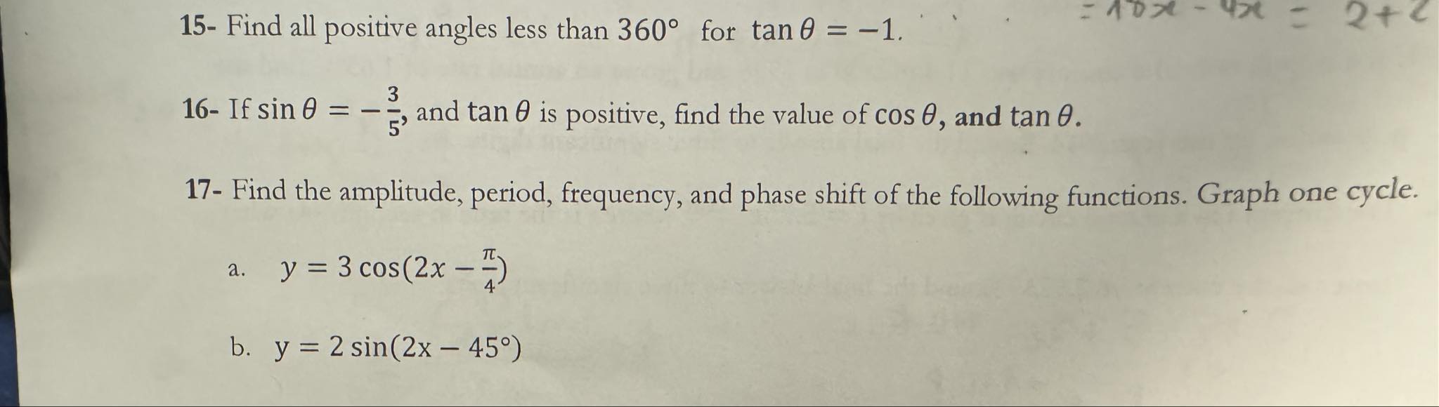Solved 15- ﻿Find all positive angles less than 360° ﻿for | Chegg.com
