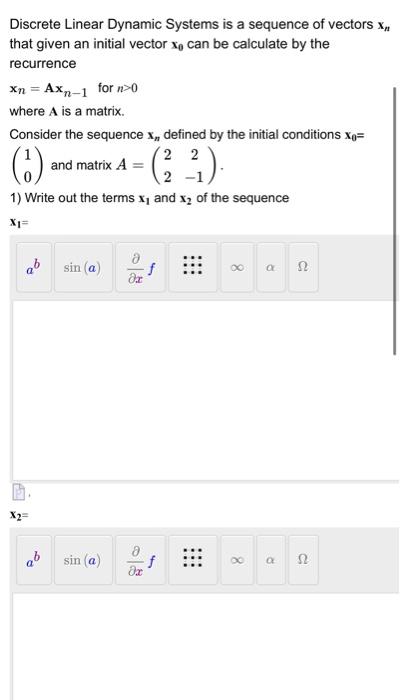 Solved Discrete Linear Dynamic Systems Is A Sequence Of