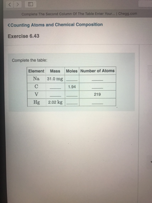Solved Complete The Second Column Of The Table Enter | Chegg.com