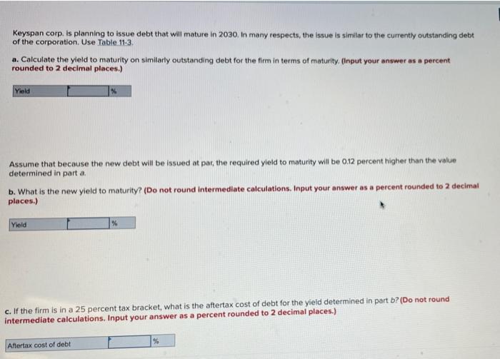 Solved Keyspan corp. is planning to issue debt that will | Chegg.com