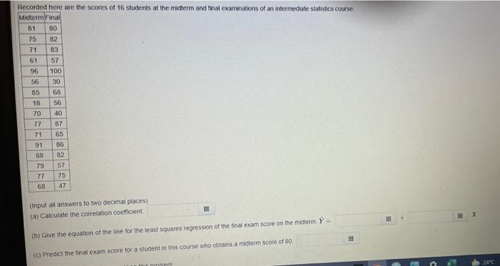 Solved Recorded here are the scores of 16 students at the | Chegg.com