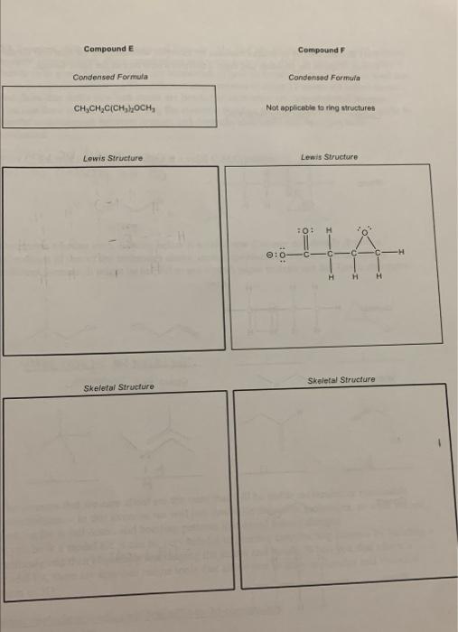 Solved Compound E Compound F Condensed Formula Candensed | Chegg.com