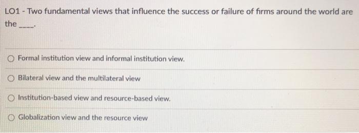 Solved LO1 - Two fundamental views that influence the | Chegg.com