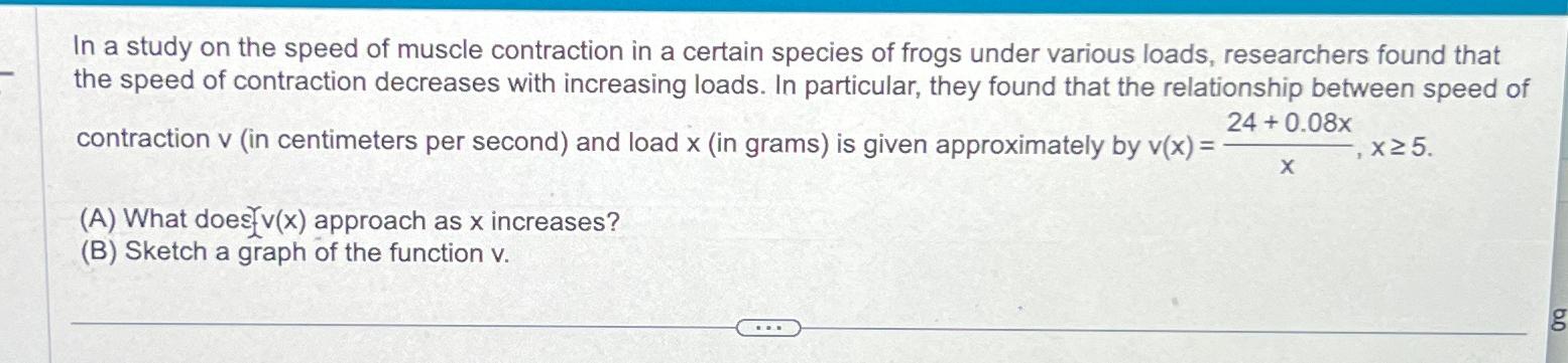 Solved In a study on the speed of muscle contraction in a | Chegg.com