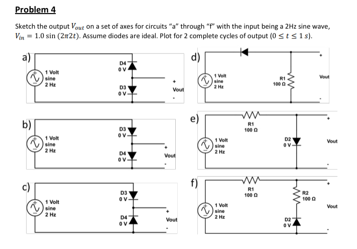 Solved Problem 4Sketch the output Vout ﻿on a set of axes | Chegg.com