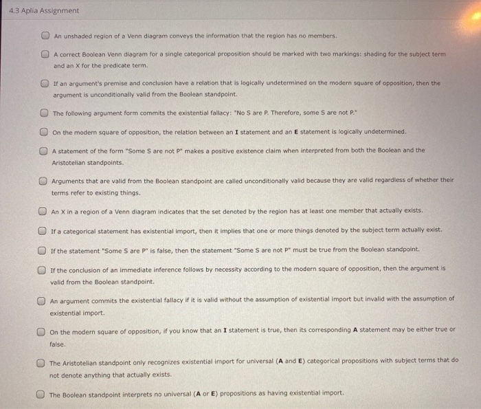 Solved 4.3 Aplia Assignment An unshaded region of a Venn | Chegg.com