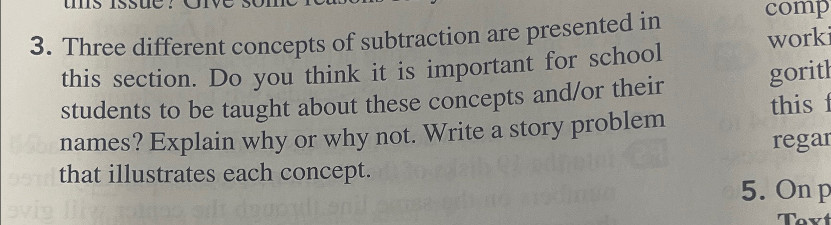 Solved Three different concepts of subtraction are presented | Chegg.com