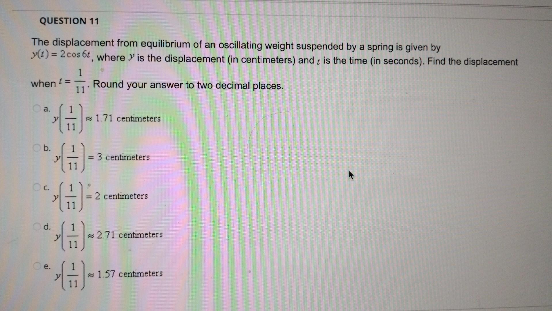 Solved The displacement from equilibrium of an oscillating | Chegg.com