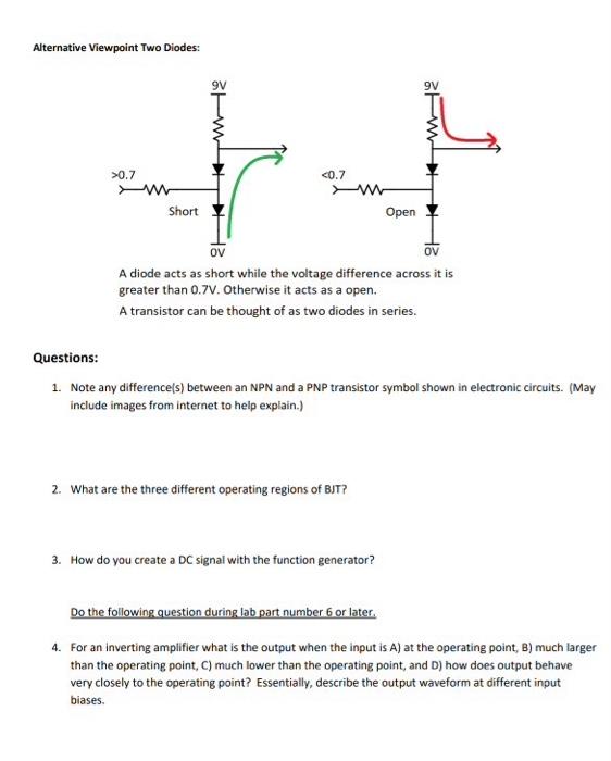 Solved Alternative Viewpoint Two Diodes: A diode acts as | Chegg.com