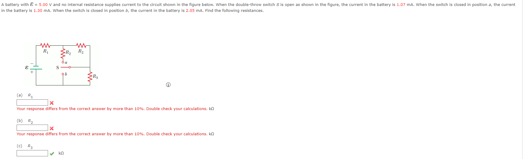 Solved A battery with e m f = 5.00 ﻿V ﻿and no internal | Chegg.com