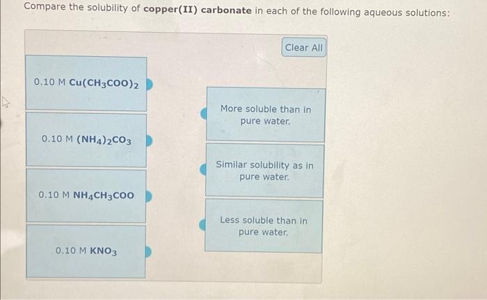 Solved Compare the solubility of copper(II) carbonate in | Chegg.com
