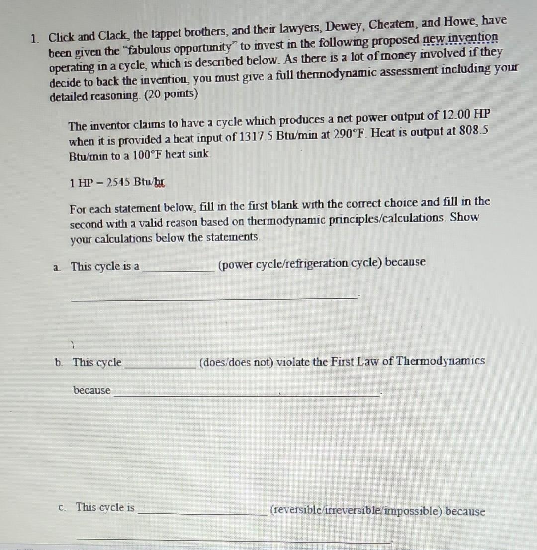 Solved 1. Click and Clack, the tappet brothers, and their | Chegg.com