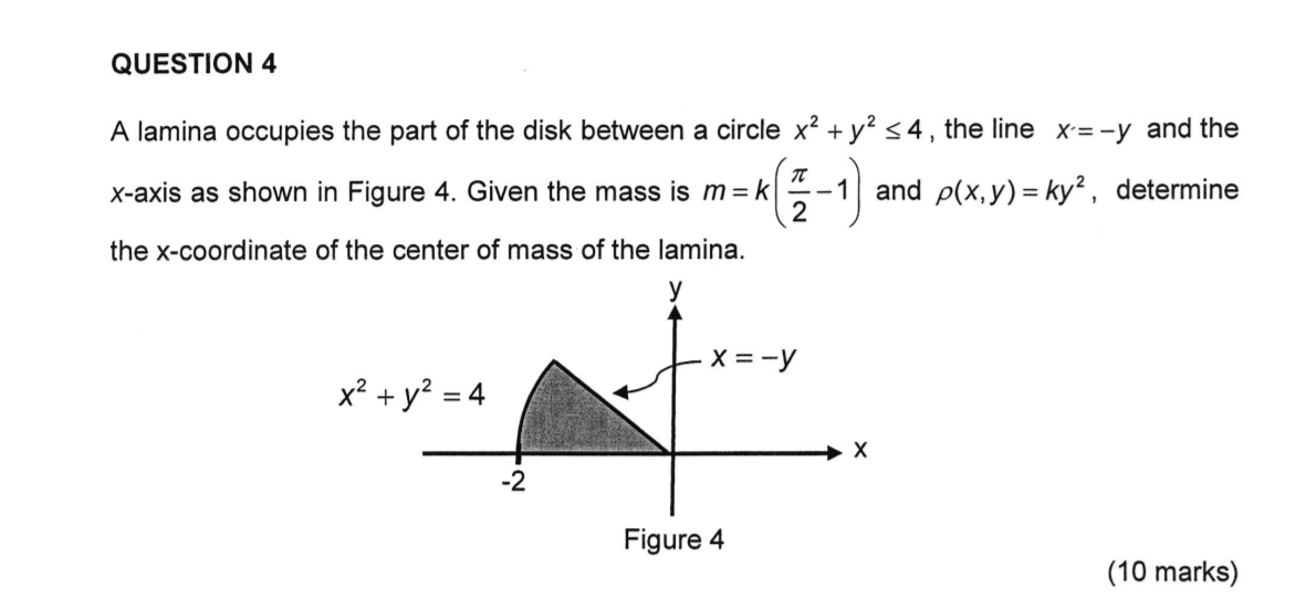 Solved QUESTION 4A lamina occupies the part of the disk | Chegg.com