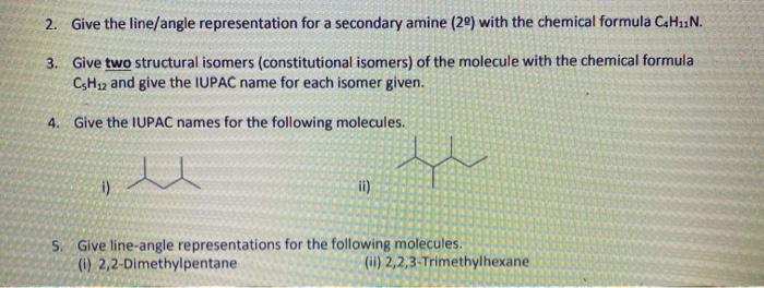 Solved 2. Give the line/angle representation for a secondary | Chegg.com