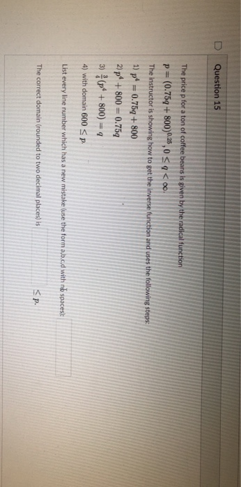 Solved Question 13 1 pt For the linear to linear rational | Chegg.com