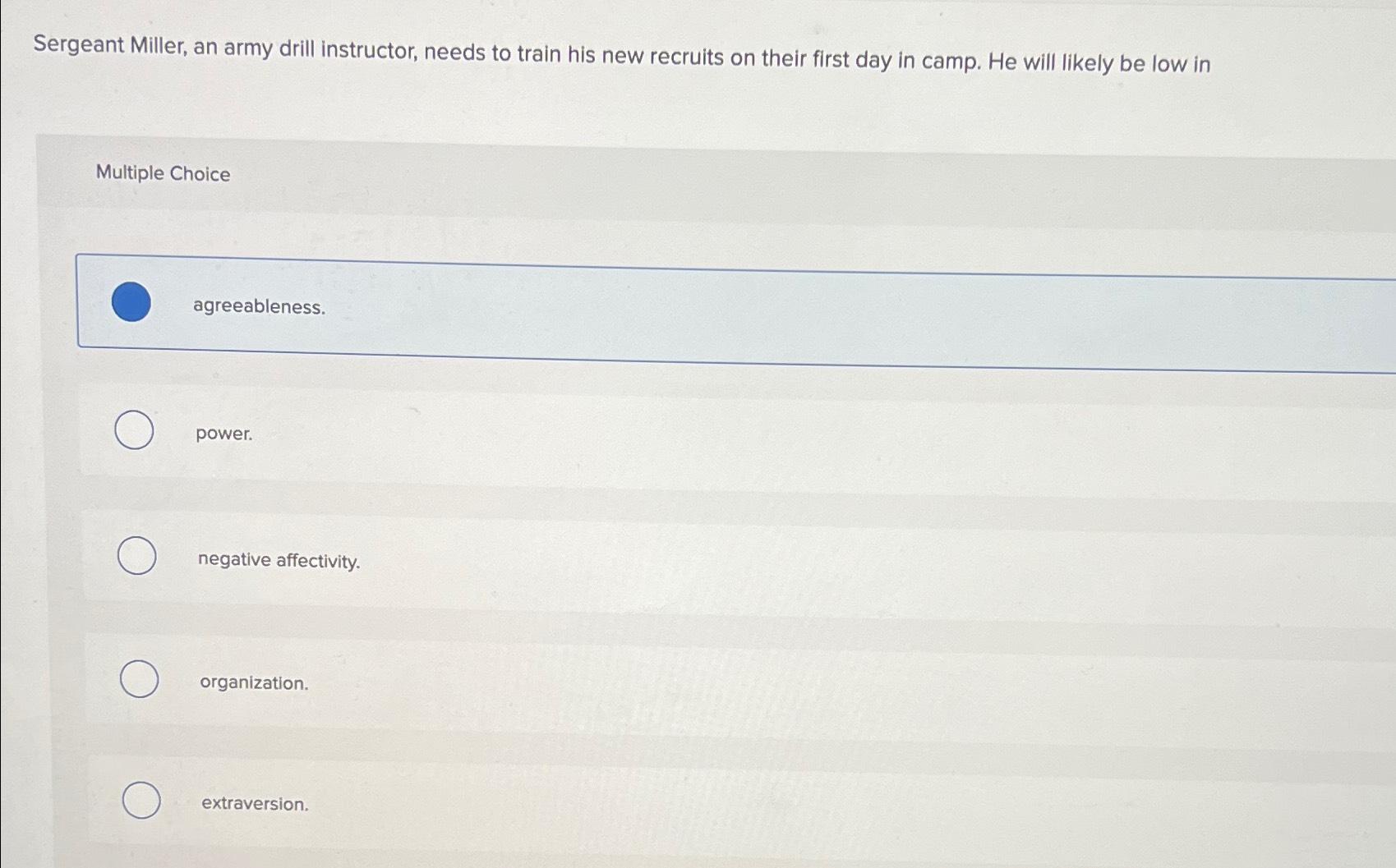 Solved Sergeant Miller, an army drill instructor, needs to | Chegg.com