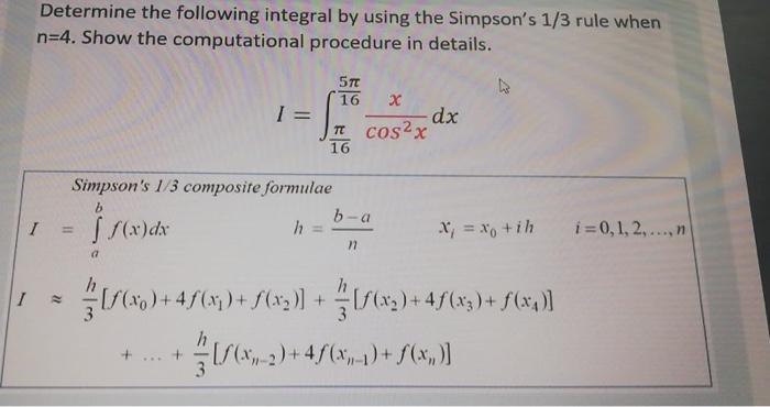 Determine the following integral by using the | Chegg.com