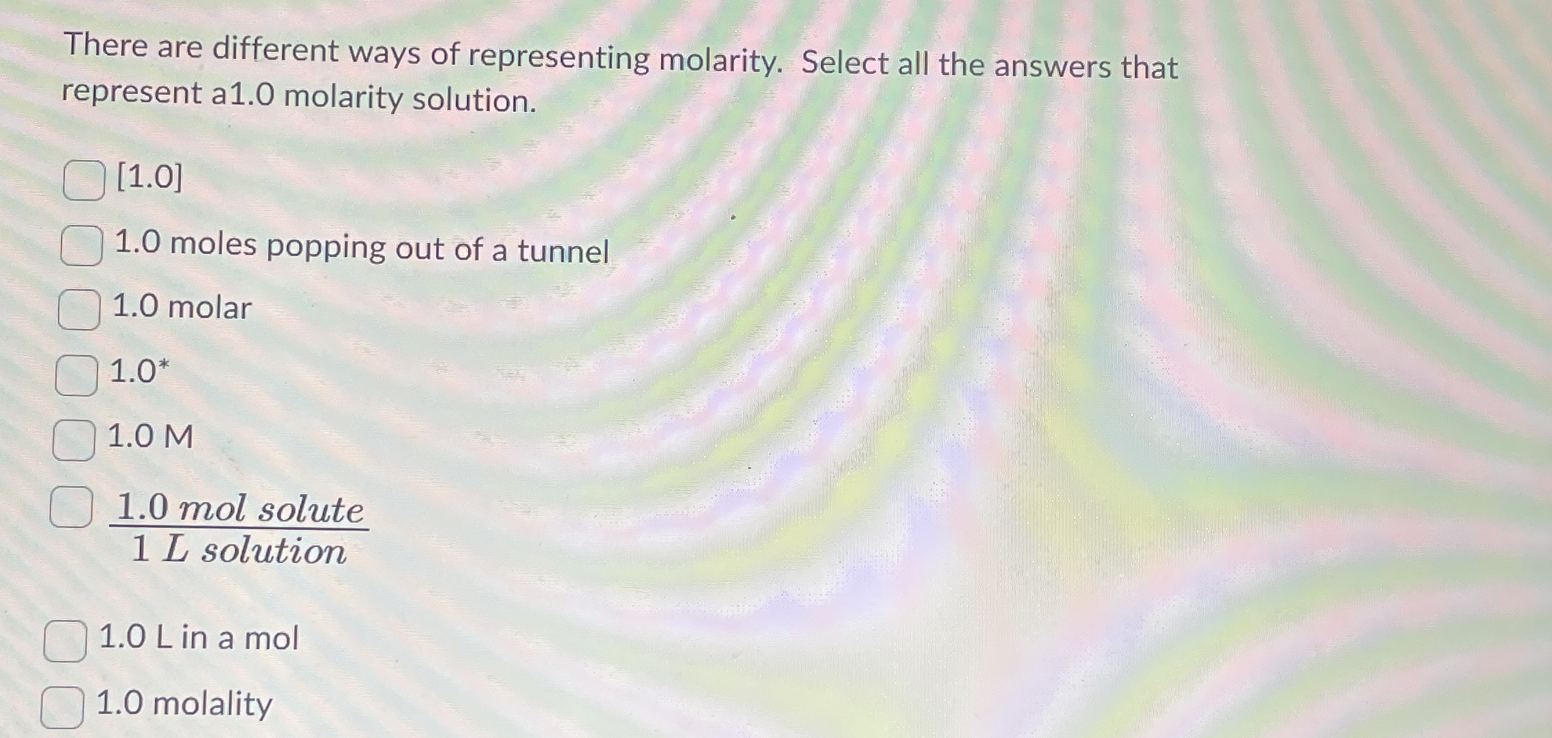 Solved There are different ways of representing molarity. | Chegg.com