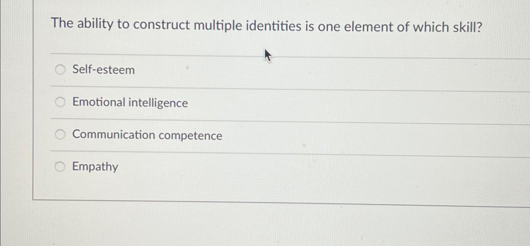 Solved The ability to construct multiple identities is one | Chegg.com