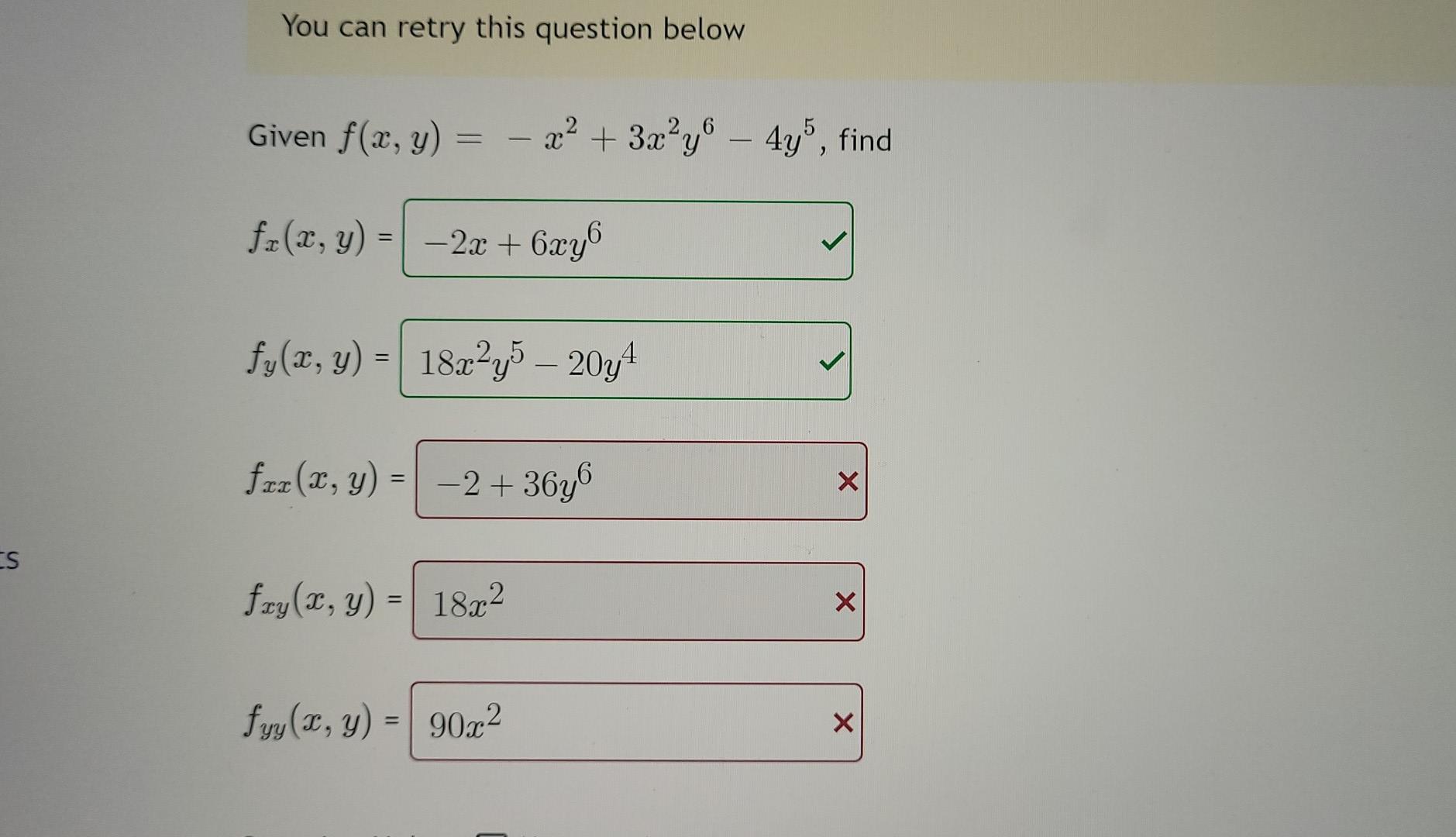 Solved s You can retry this question below Given f(x, y) = = | Chegg.com