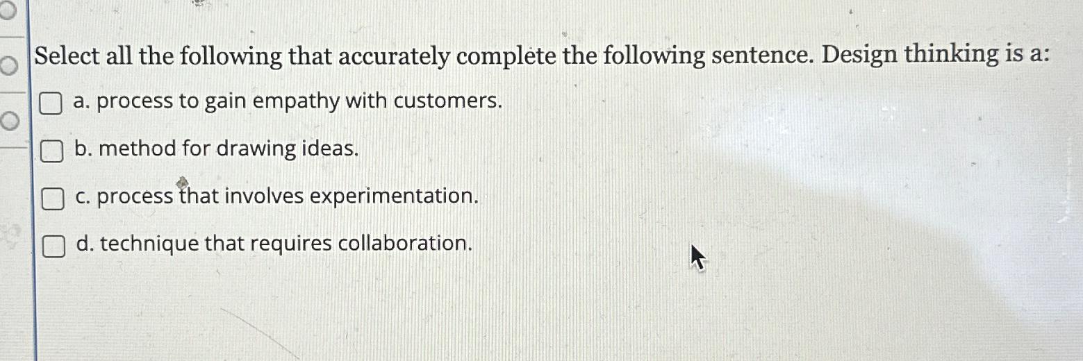 Solved Select all the following that accurately complete the | Chegg.com