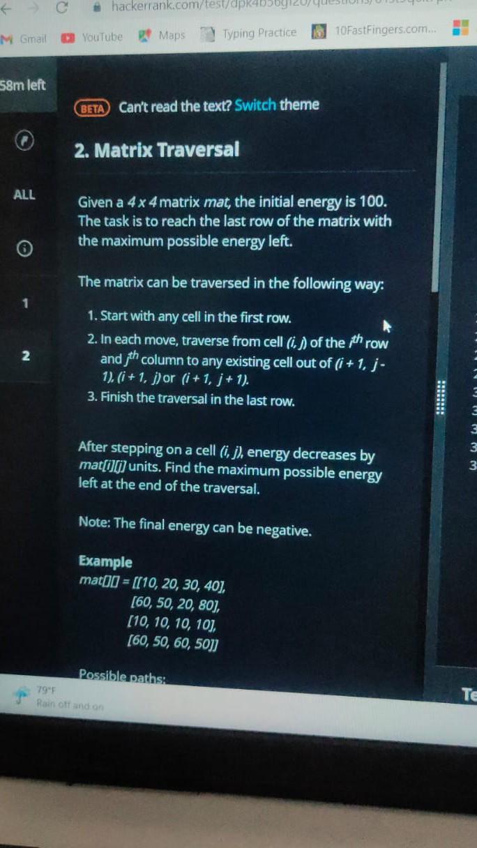 Solved (1) Matrix Traversal ALL Given a 4×4 matrix mat, the | Chegg.com