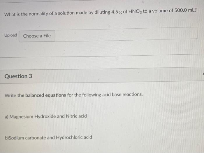Solved What is the normality of a solution made by diluting | Chegg.com