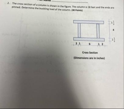 Solved The cross section of a column is shown in the figure. | Chegg.com
