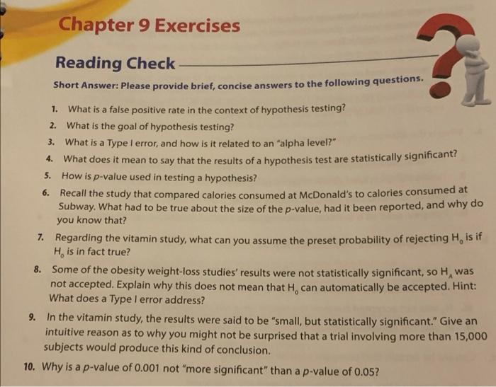 Solved Chapter 9 Exercises ? 1. 2. Reading Check Short | Chegg.com