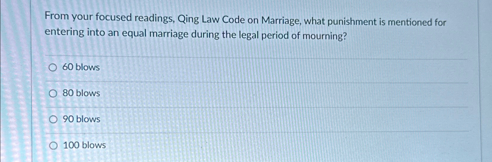 Solved From your focused readings, Qing Law Code on | Chegg.com