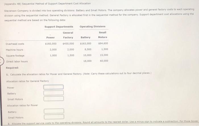 Solved (Appendix 48) Sequential Method of Support Department | Chegg.com
