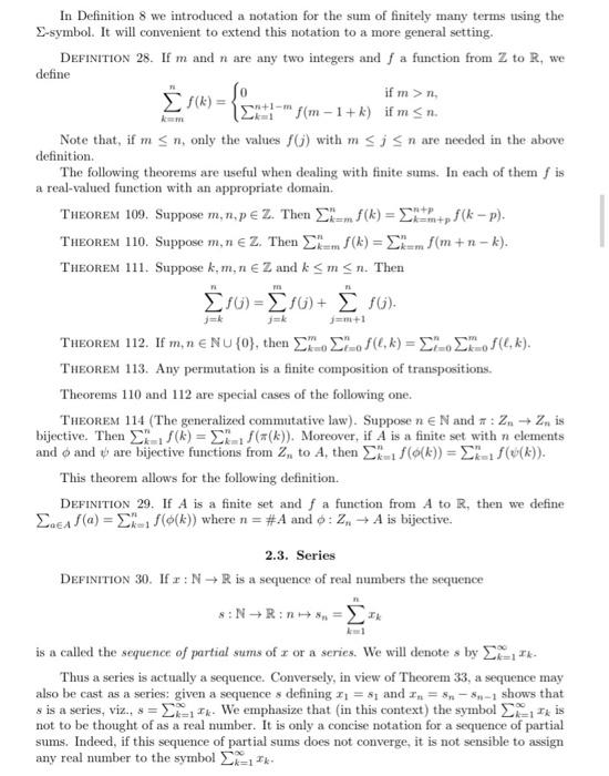 Solved THEOREM 117. If C E R and the series Ex=1 In | Chegg.com