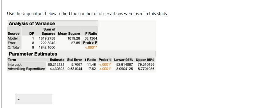 Solved Use the Jmp output below to find the standard error | Chegg.com