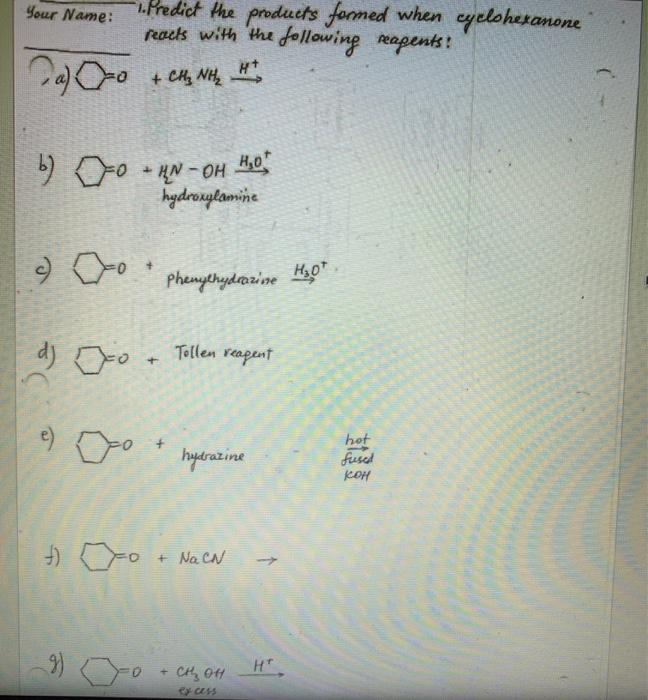 Solved Predict the products formes when cyclo hexanome | Chegg.com